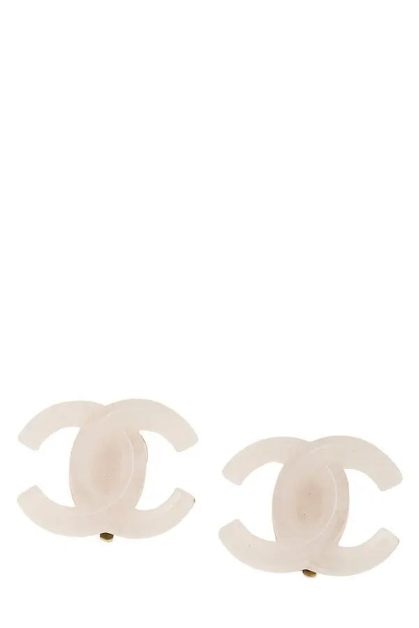 Chanel Acrylic 'cc' Earrings - Pink