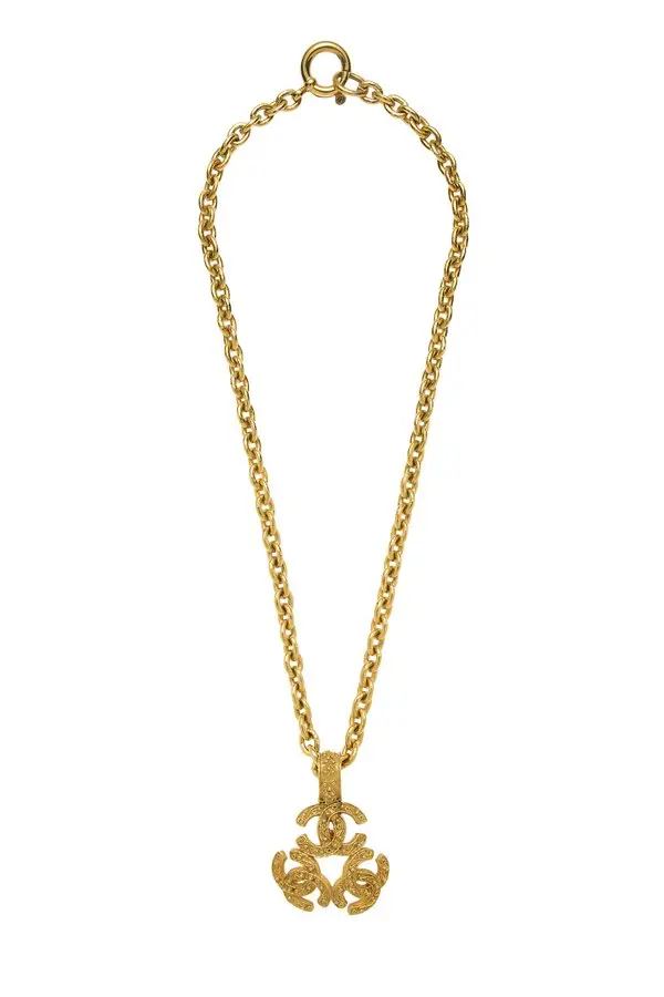 Chanel Triple 'cc' Logo Pendant Necklace - Gold