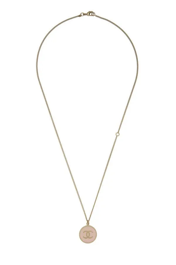 Chanel Enamel 'cc' Necklace - Pink