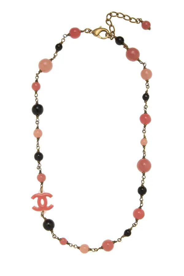 Chanel Enamel 'cc' Necklace - Pink