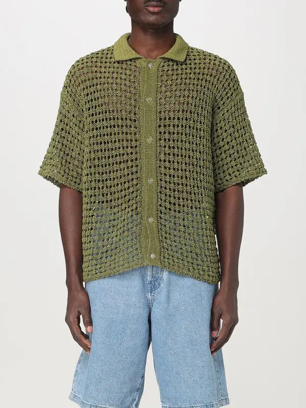 BONSAI Short Sleeve Crochet Shirt - Green