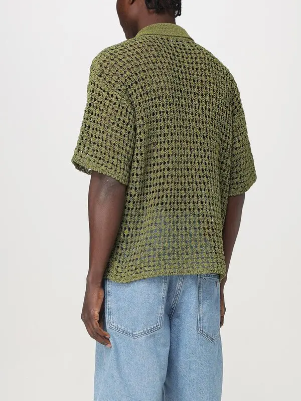 BONSAI Short Sleeve Crochet Shirt - Green