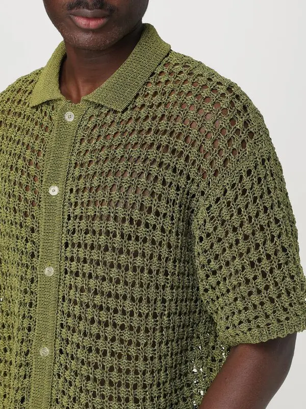BONSAI Short Sleeve Crochet Shirt - Green