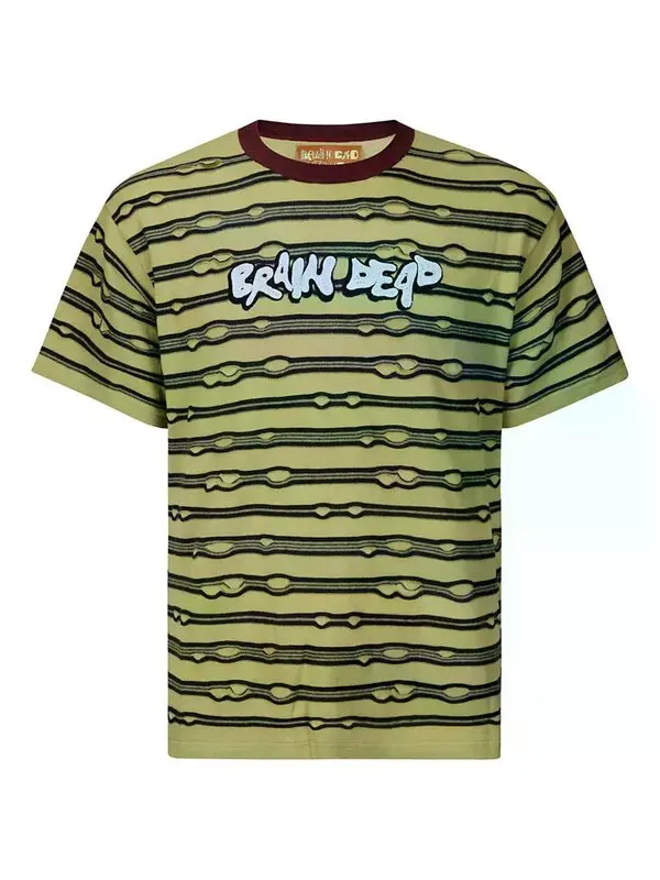 BRAIN DEAD Distressed Striped T-shirt