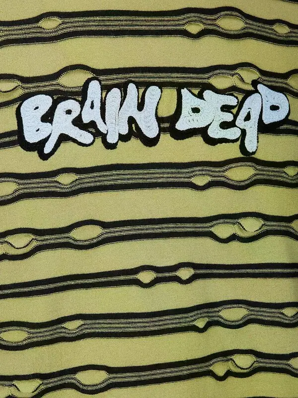BRAIN DEAD Distressed Striped T-shirt