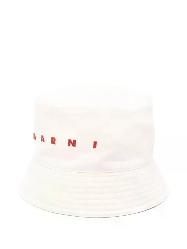 Marni Logo-embroidered Bucket Hat - Neutrals