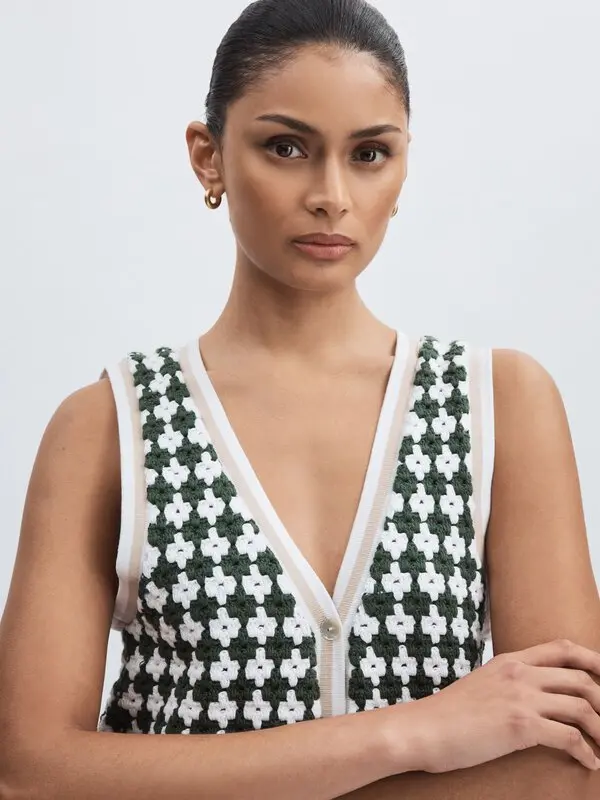 The Upside Portobello Watson Crochet Vest - Green