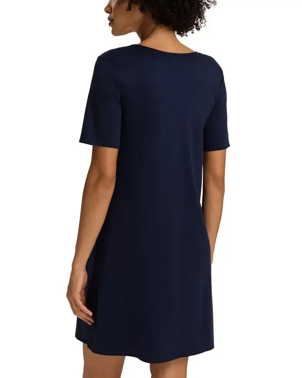 Hanro Cotton Silk V Neck Nightgown - Deep Navy