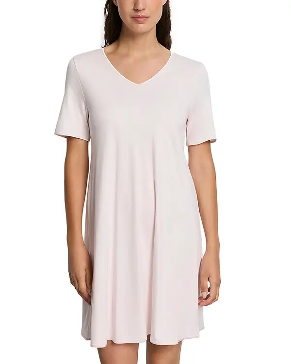 Hanro Cotton Silk V Neck Nightgown - Honeydew