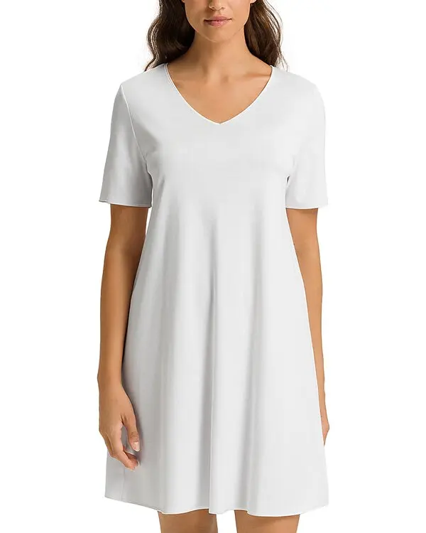 Hanro Cotton Silk V Neck Nightgown - White