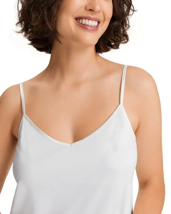 Hanro Cotton Spaghetti Strap Chemise - White
