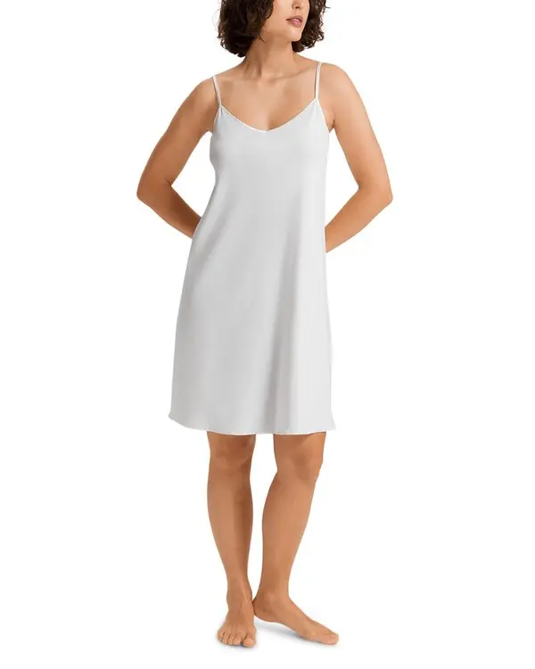Hanro Cotton Spaghetti Strap Chemise - White