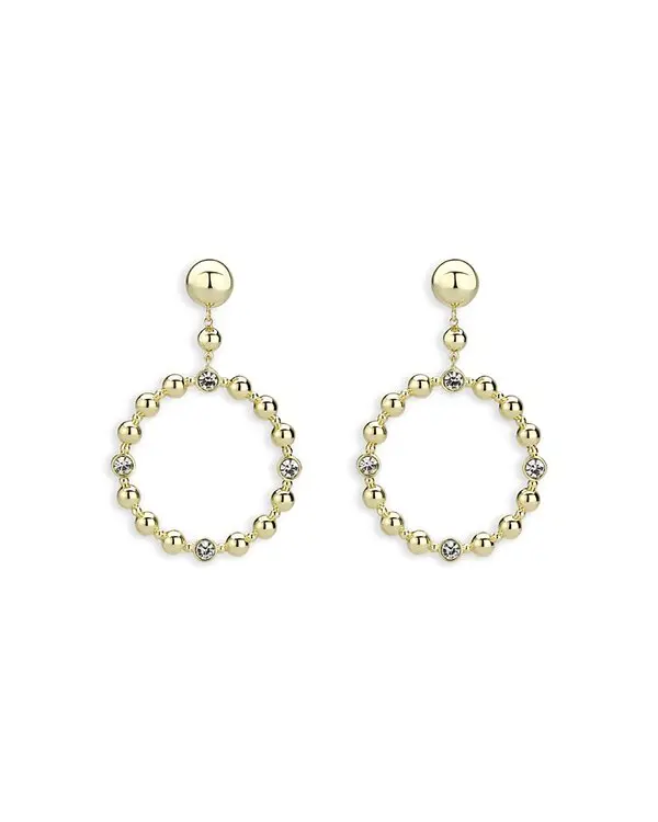 Aqua Bead Chain Drop Earrings - Gold