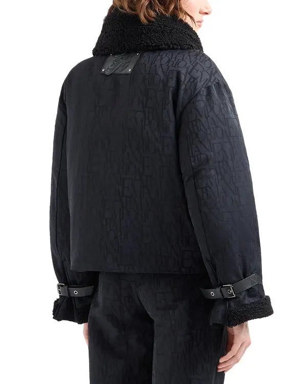 Emporio Armani Faux Fur Trim Logo Coat