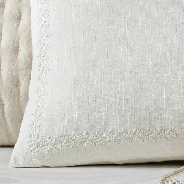 Dkny Pure Border Embroidered Decorative Pillow, 14 X 20