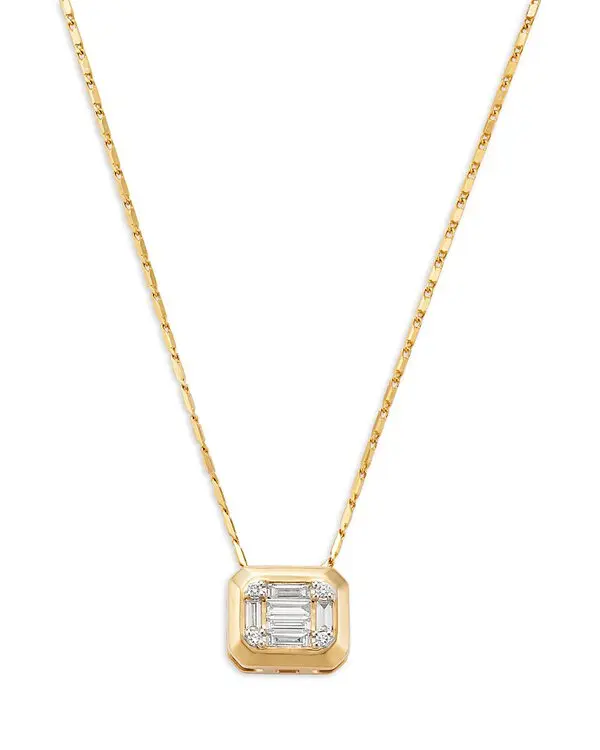 Bloomingdale'S Diamond Square Pendant Necklace - Yellow Gold