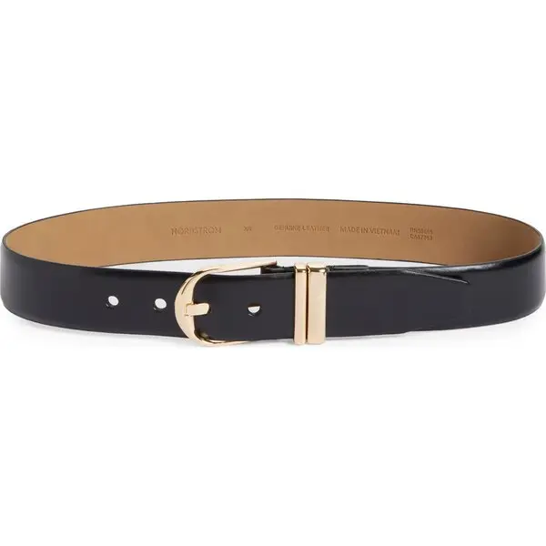 Nordstrom Leather Belt - Black- Gold