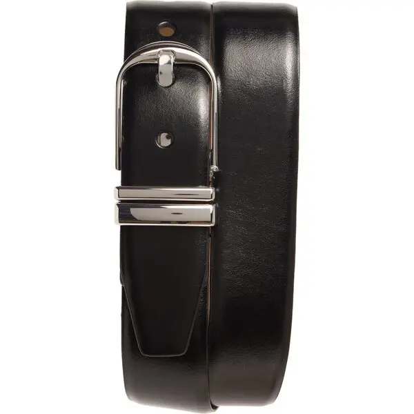 Nordstrom Leather Belt - Black- Silver