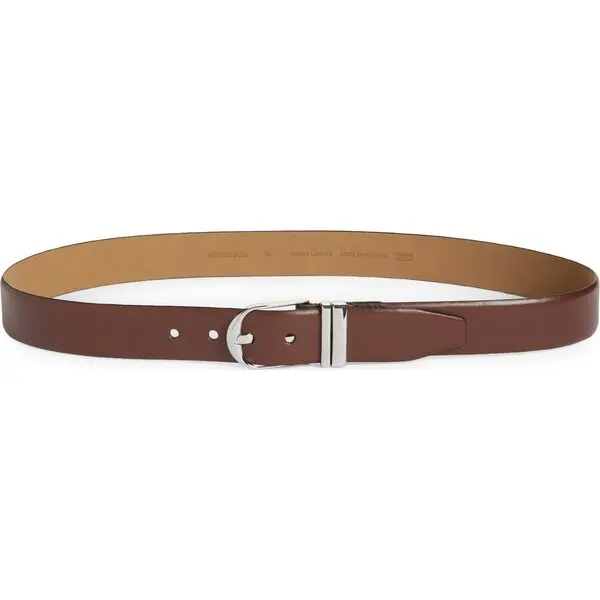 Nordstrom Leather Belt - Chocolate- Silver