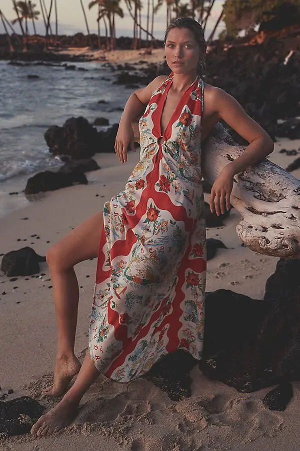Celandine Halter Midi Scarf Dress In Multicolor - 49% Off | Editorialist