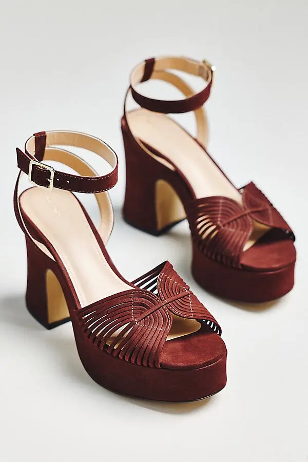 Maeve Platform Heels - Brown Suede