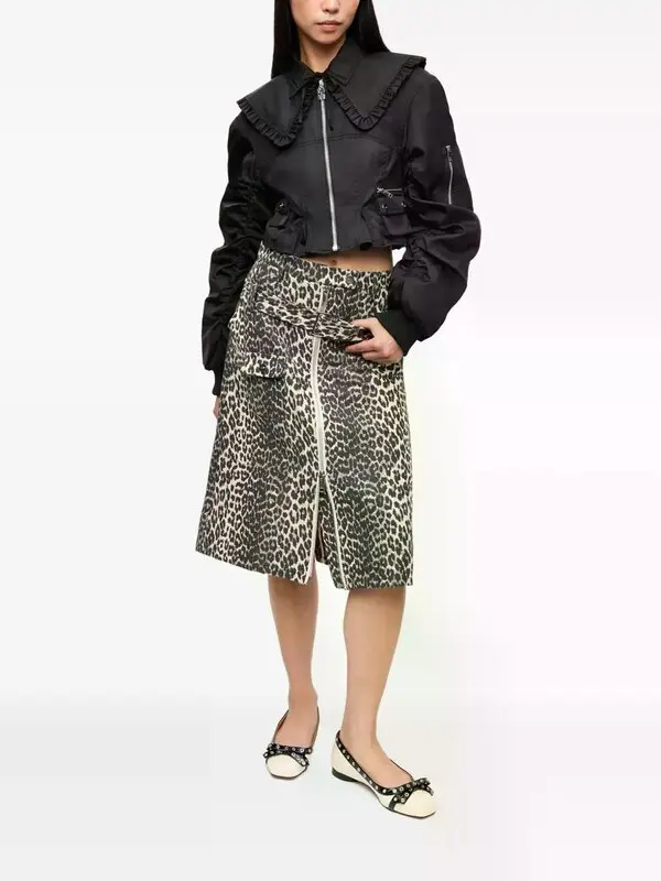 GANNI Ruffle-collar Bomber Jacket - Black