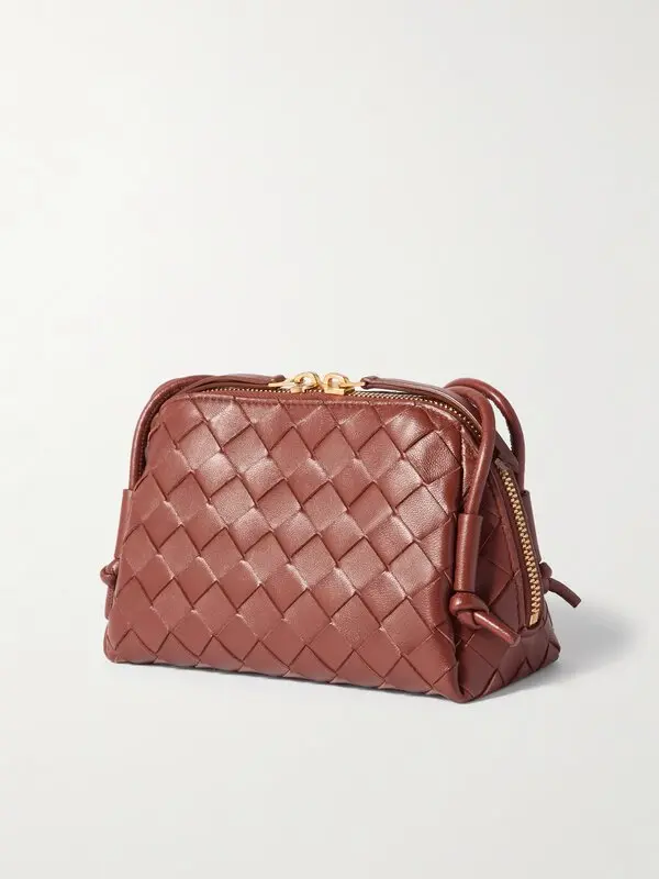 Bottega Veneta Concert Pouch Intrecciato Leather Shoulder Bag - Brown