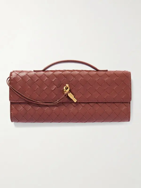 Bottega Veneta Andiamo Long Intrecciato Leather Clutch - Red