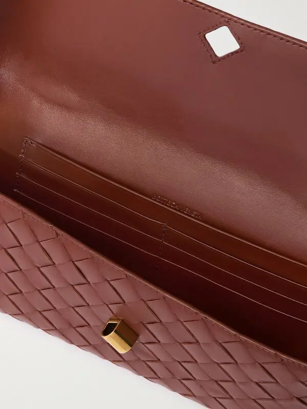 Bottega Veneta Andiamo Long Intrecciato Leather Clutch - Red