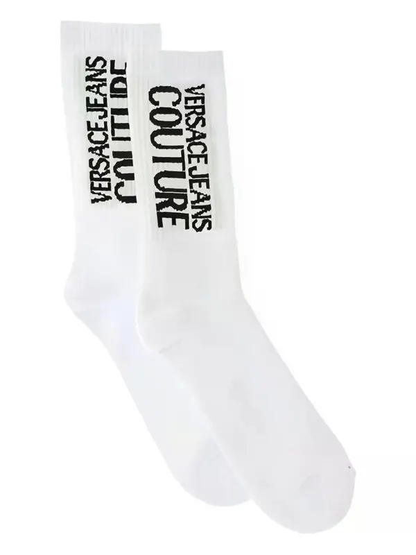 Versace Logo-jacquard Socks - White