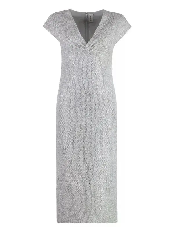 St. John Cap-sleeve Lurex Dress