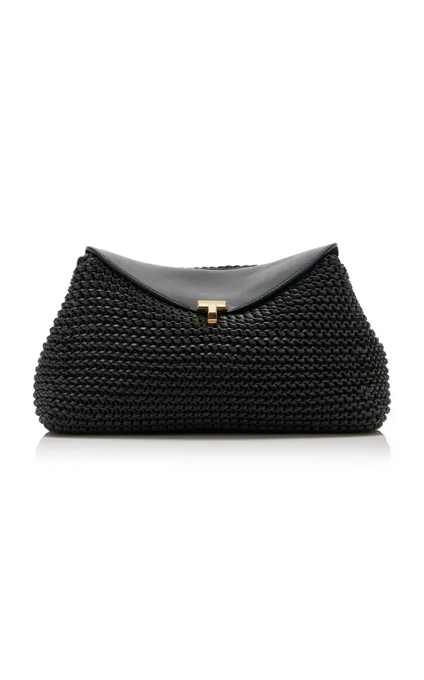 TOTEME T-lock Woven-leather Clutch - Black