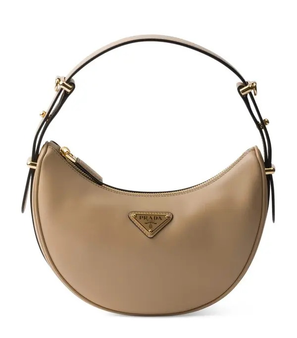 Prada Leather Arqué Shoulder Bag - Neutral
