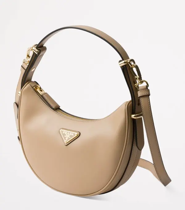 Prada Leather Arqué Shoulder Bag - Neutral