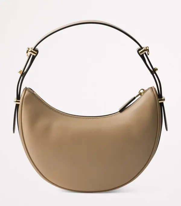 Prada Leather Arqué Shoulder Bag - Neutral