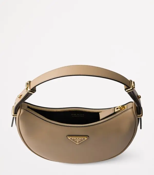Prada Leather Arqué Shoulder Bag - Neutral