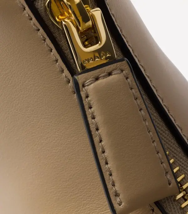 Prada Leather Arqué Shoulder Bag - Neutral