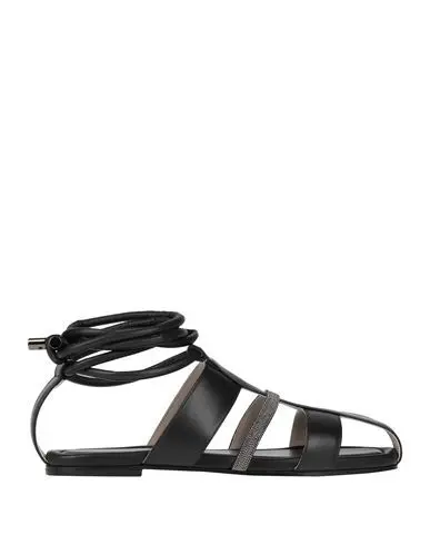 Fabiana Filippi Leather Embellished Sandals - Black