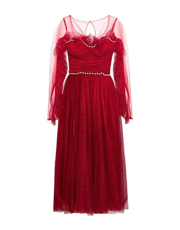 Elisabetta Franchi Tulle Midi Dress With Ruffles And Embellishments