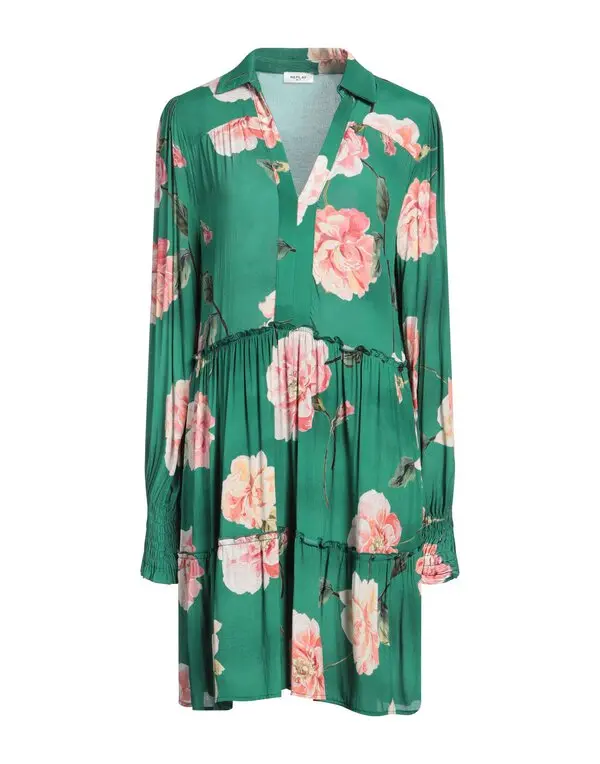 Floral-print Mini Shirt Dress - Green