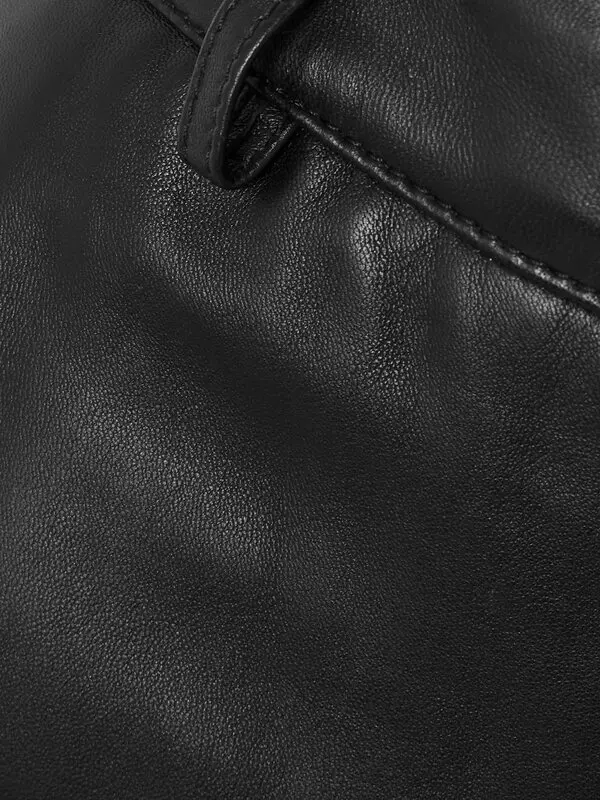 ST. AGNI Leather Tapered Trousers - Black