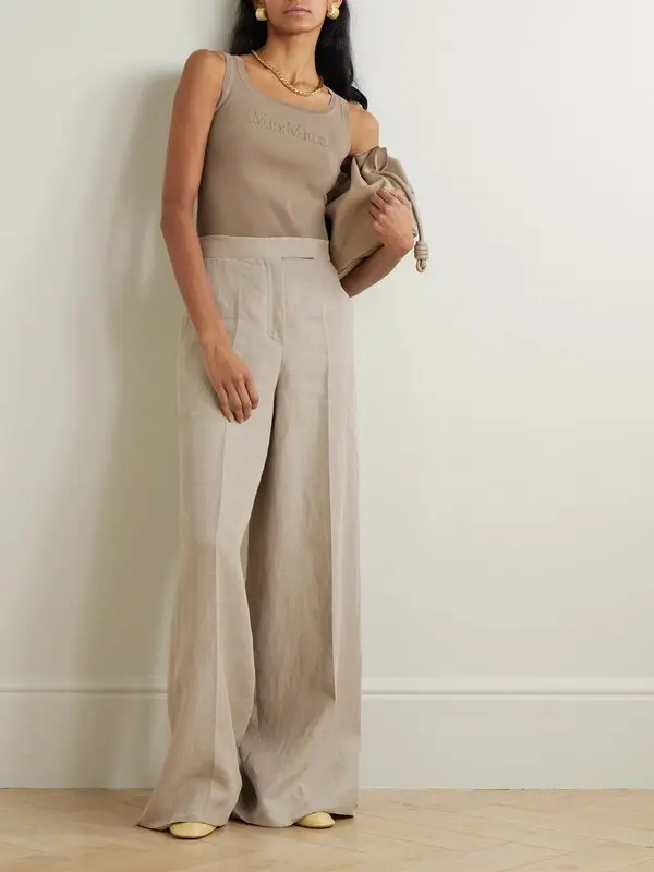 Max Mara Linen Wide-leg Pants - Neutrals