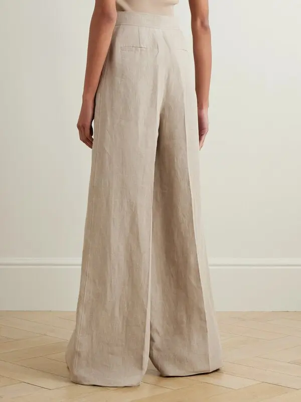 Max Mara Linen Wide-leg Pants - Neutrals