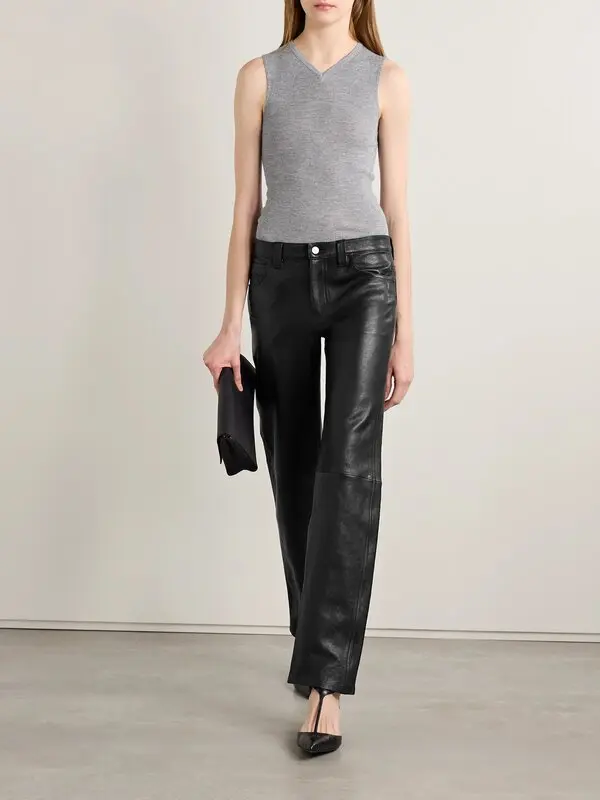 Khaite Renato Ribbed Wool-blend Jersey Tank - Gray