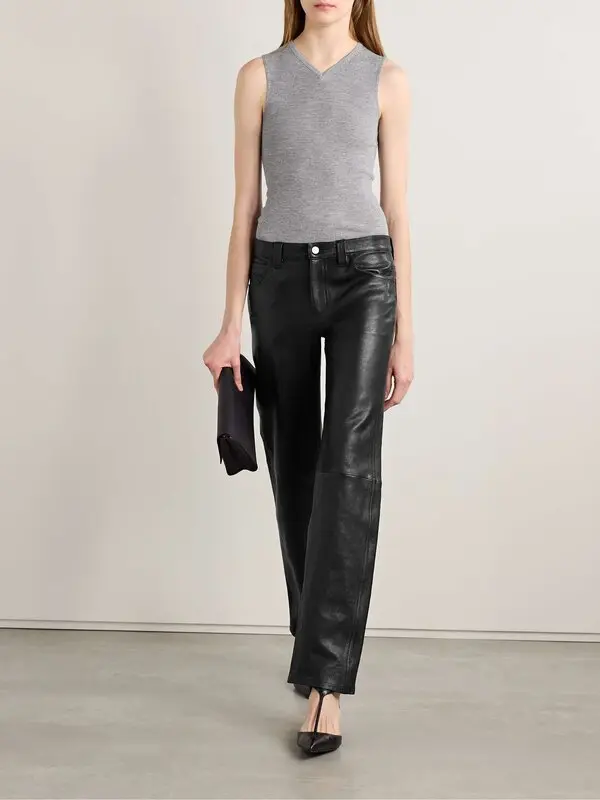 Khaite Renato Ribbed Wool-blend Jersey Tank - Gray