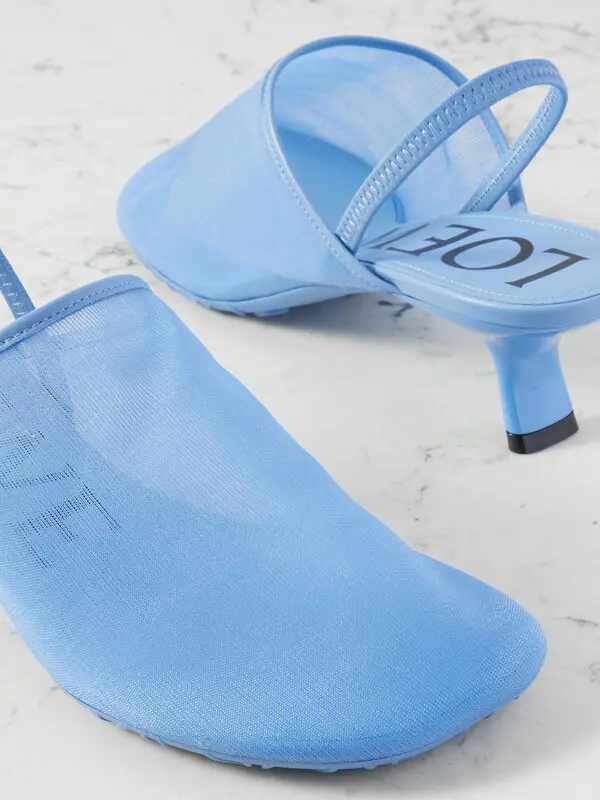 Loewe Petal Leather-trimmed Mesh Slingback Sandals