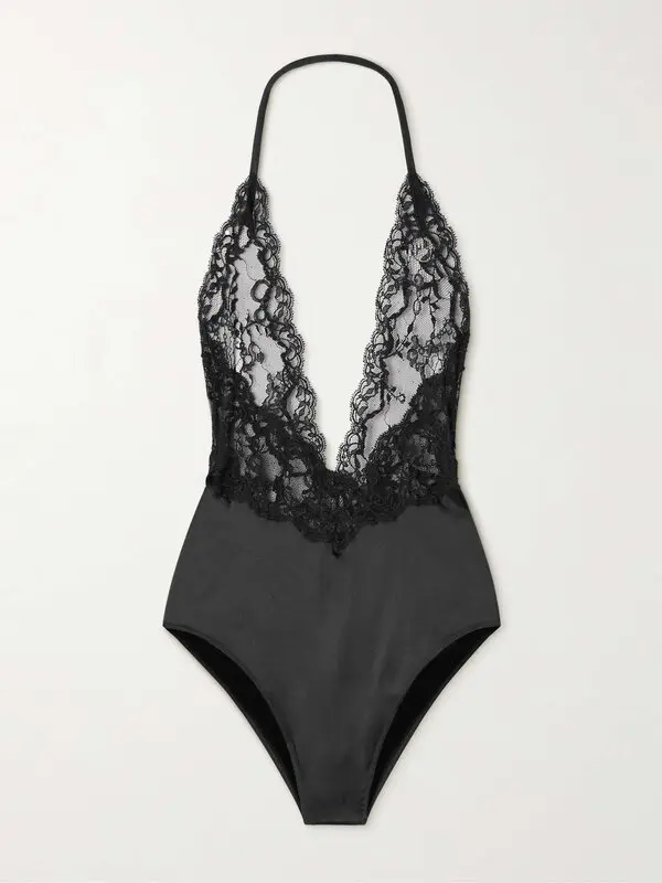 Givenchy Lace And Satin Halterneck Bodysuit