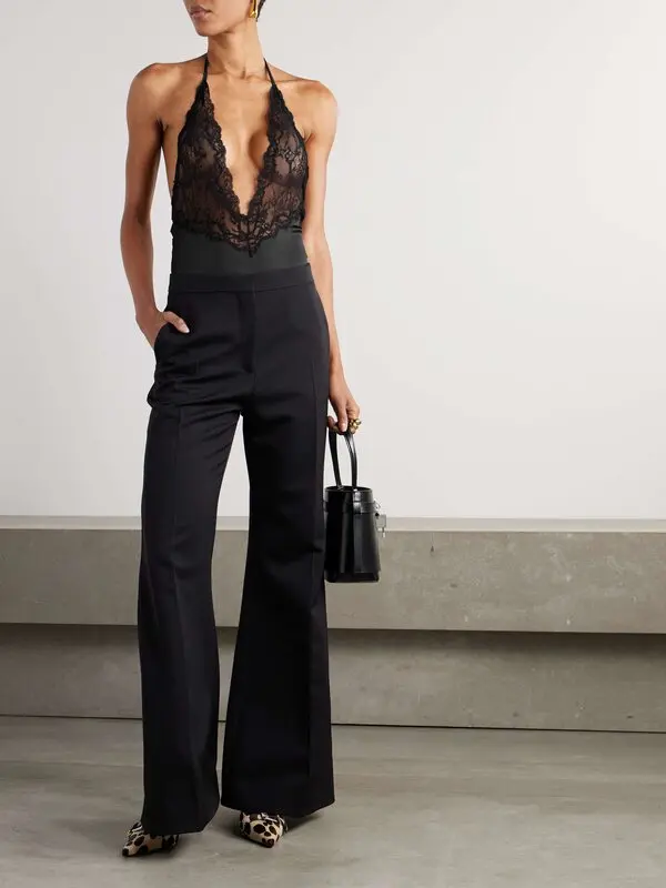 Givenchy Lace And Satin Halterneck Bodysuit