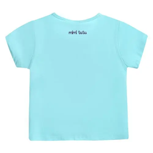 MIMI TUTU Cat Applique T-shirt - Blue