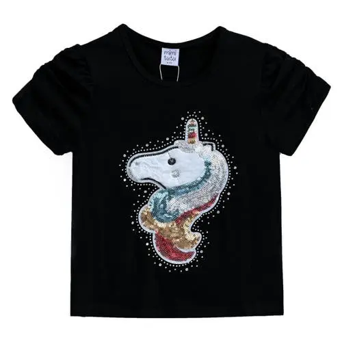 MIMI TUTU Unicorn Applique T-shirt - Black